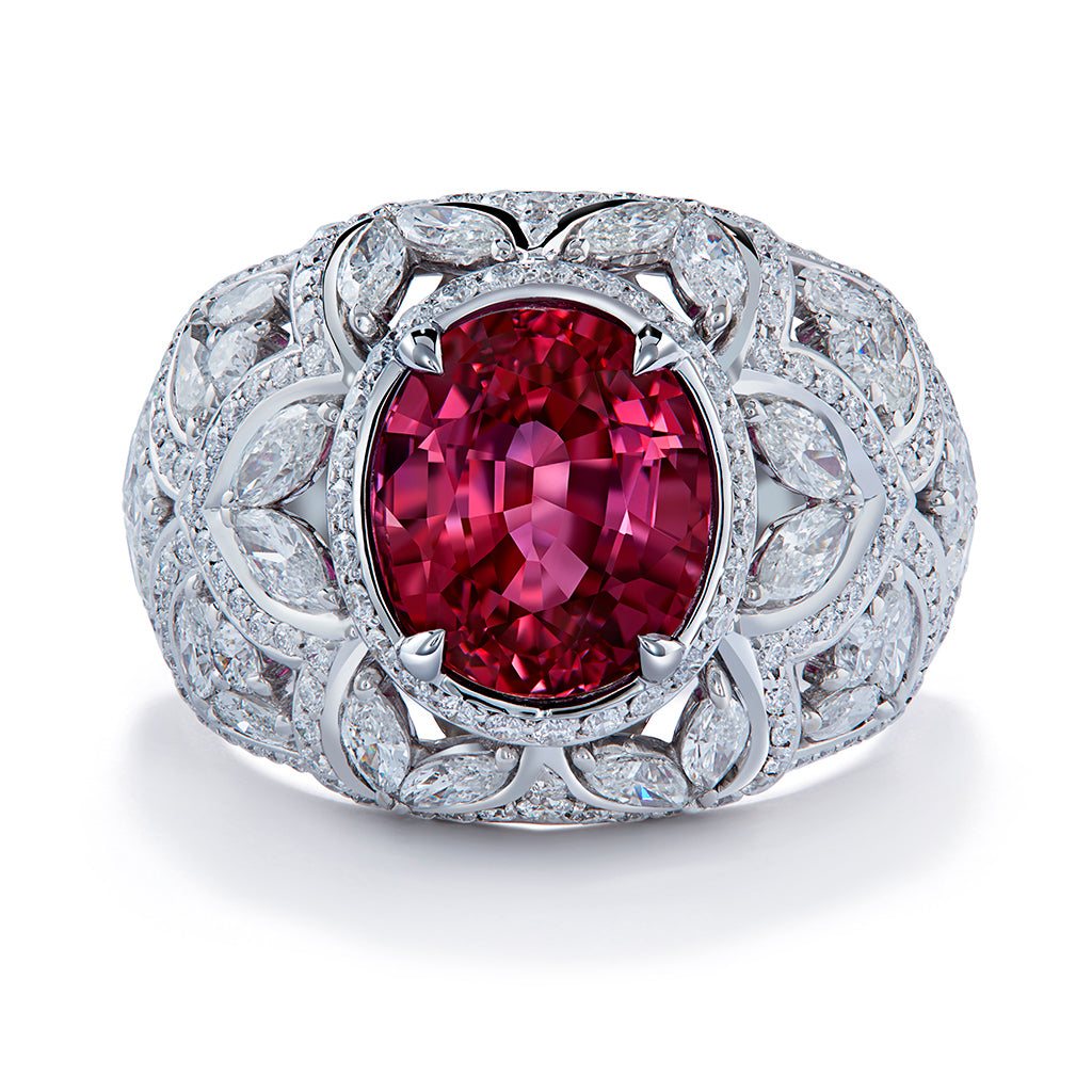 Unheated Jedi Ruby Ring With D Flawless Diamonds Set In 18k White Gold 1037