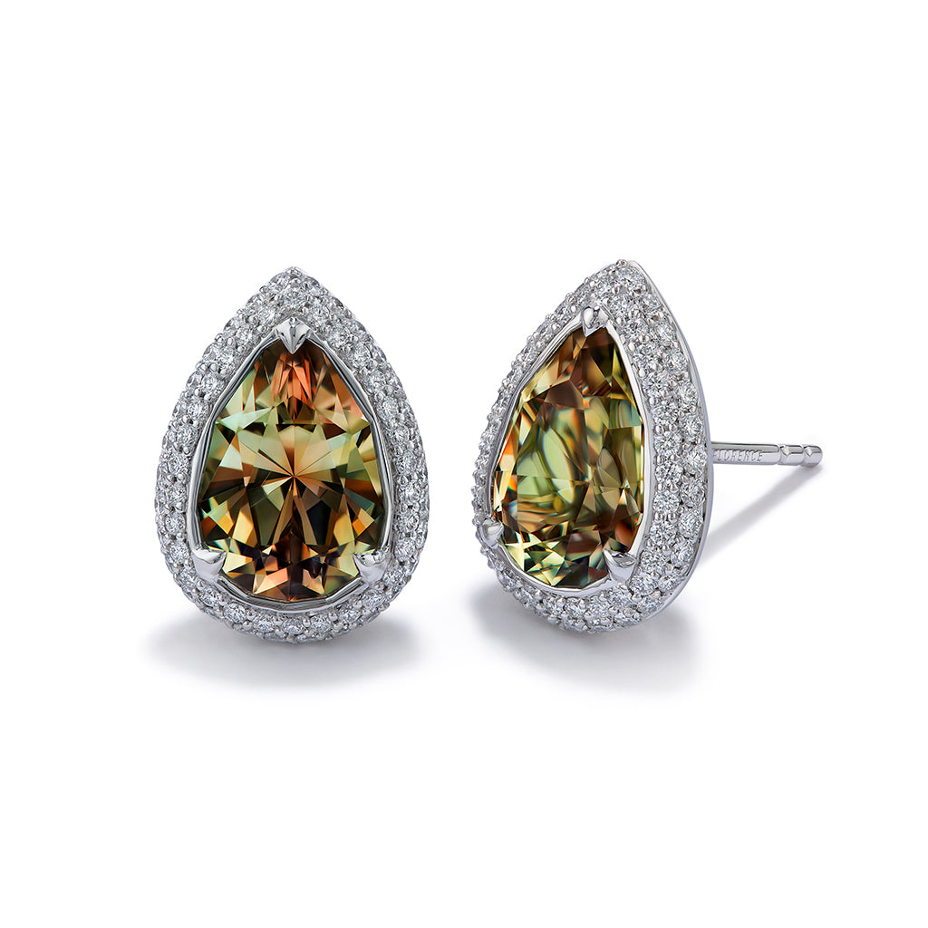 Zultanite Earrings with D Flawless Diamonds set in 18K White Gold – Kat ...