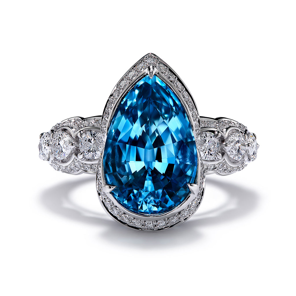 Santa Maria Aquamarine Ring with D Flawless Diamonds set in 18K White ...
