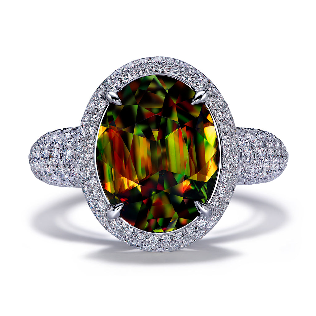 Himalayan Sphene Ring with D Flawless Diamonds set in Platinum – Kat ...