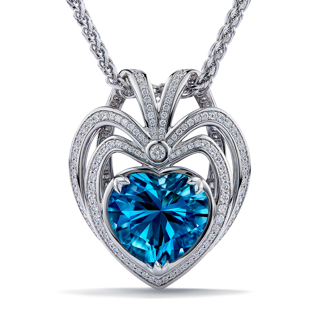 Santa Maria Aquamarine Necklace with D Flawless Diamonds set in 18K Wh ...