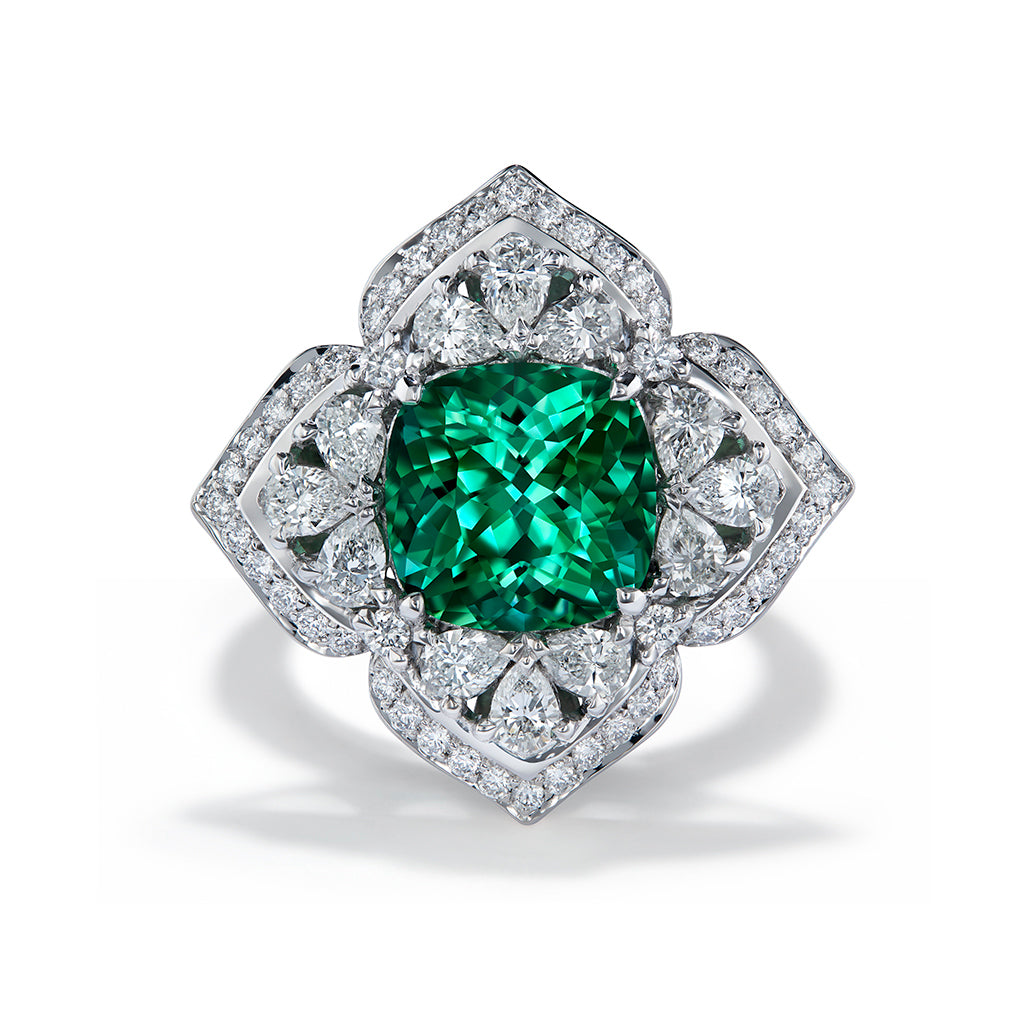 Brazilian Paraiba Tourmaline Ring with D Flawless Diamonds set in 18K ...