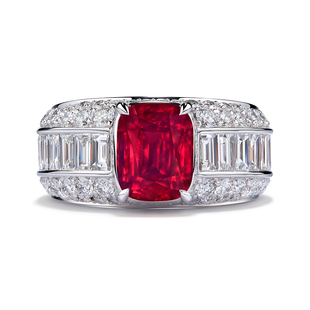 Unheated Balas Ruby Ring with D Flawless Diamonds set in 18K White Gol ...