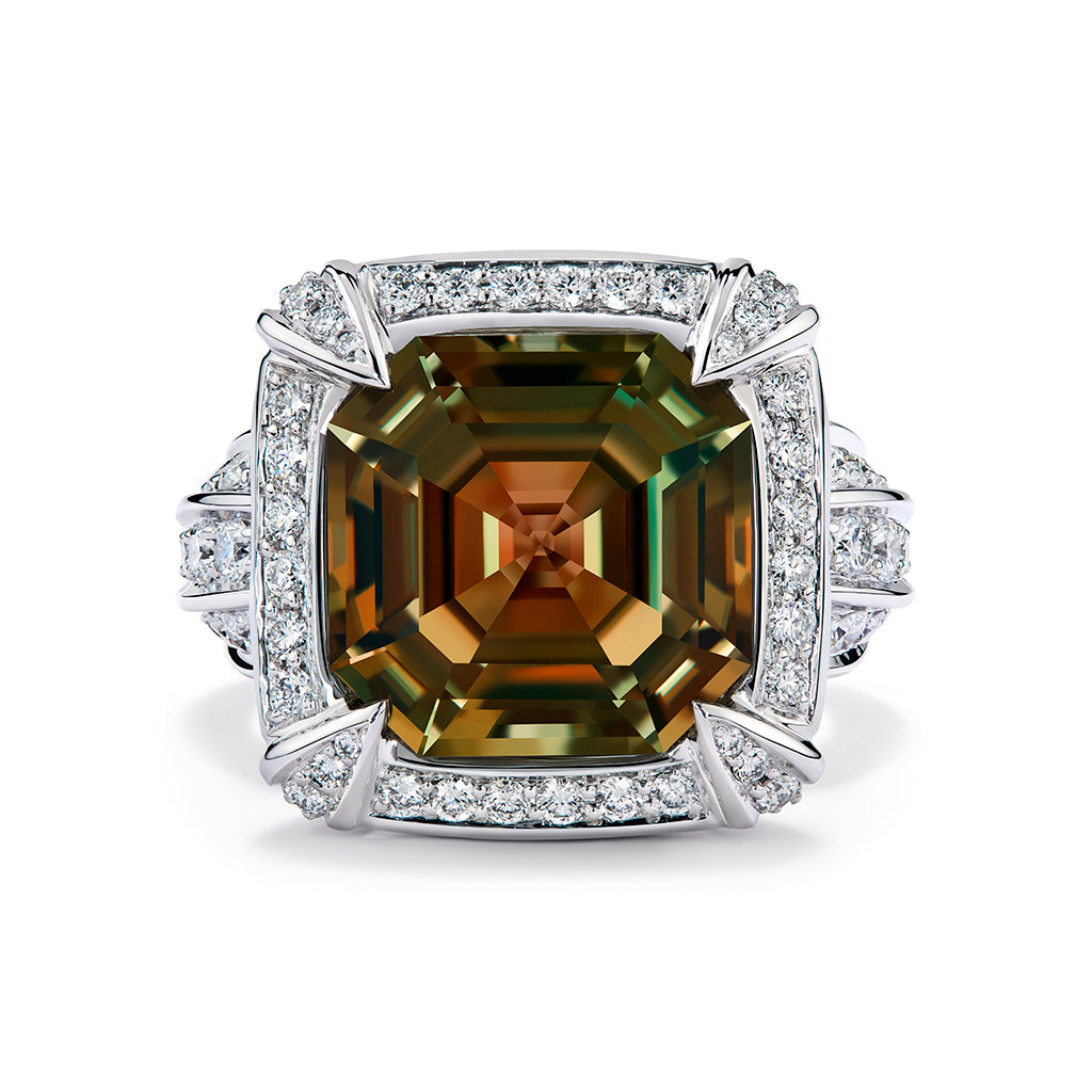 Zultanite Ring with D Flawless Diamonds set in 18K White Gold – Kat ...