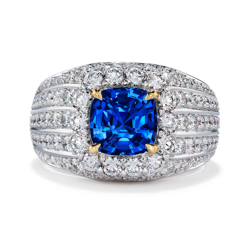 Unheated Ceylon Royal Blue Sapphire Ring with D Flawless Diamonds set ...