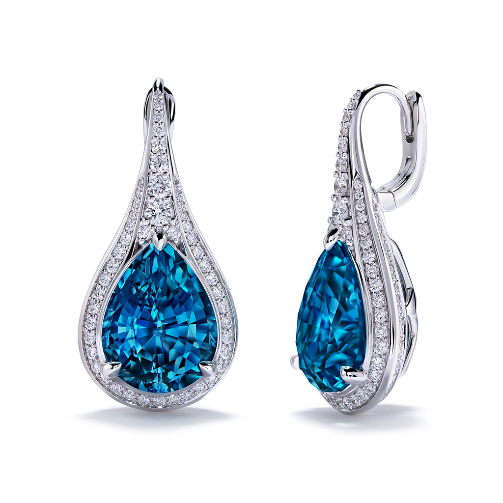 Santa Maria Aquamarine Earrings with D Flawless Diamonds set in 18K Wh ...