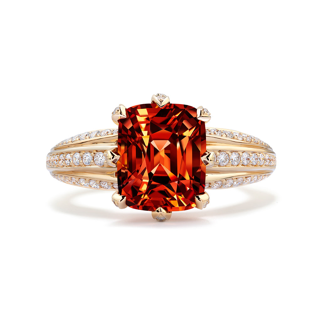 Malaya Garnet Ring with D Flawless Diamonds set in 18K Yellow Gold ...
