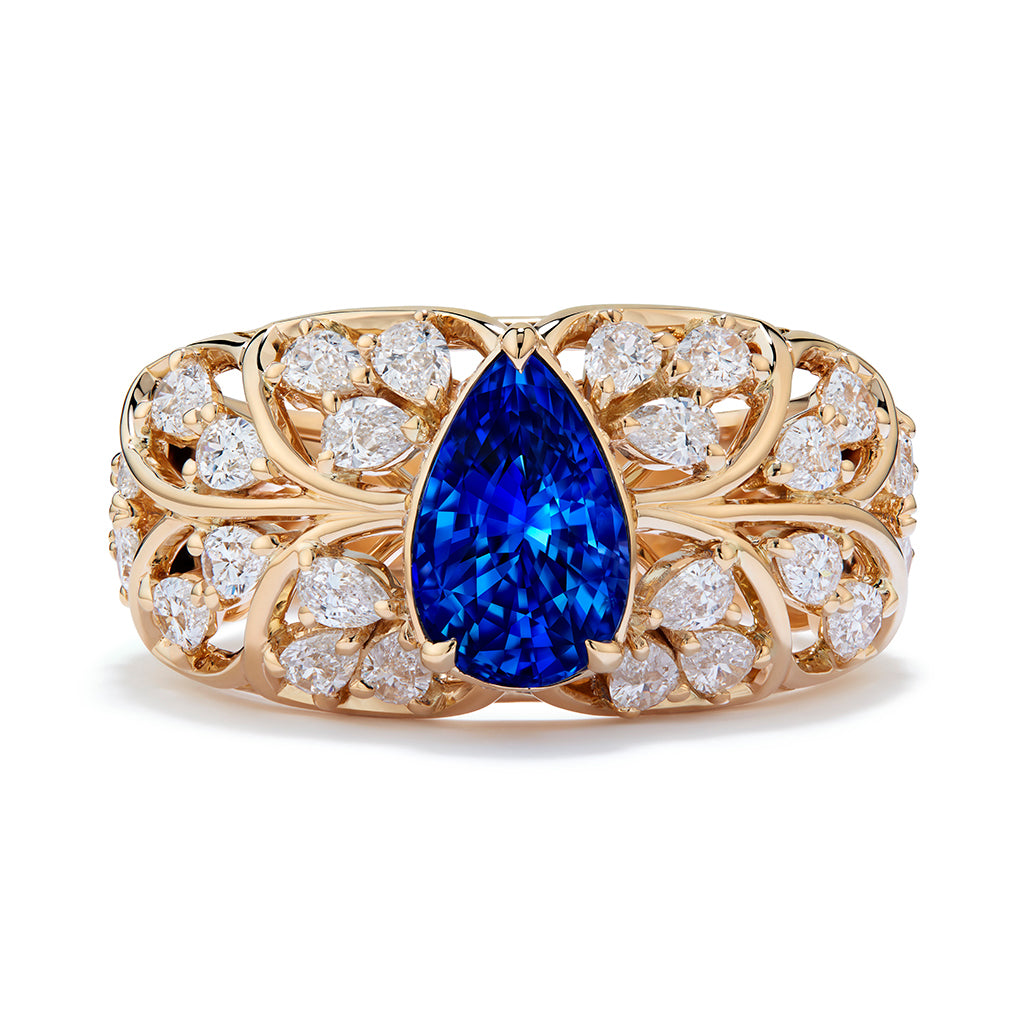 Unheated Ceylon Royal Blue Sapphire Ring with D Flawless Diamonds set ...