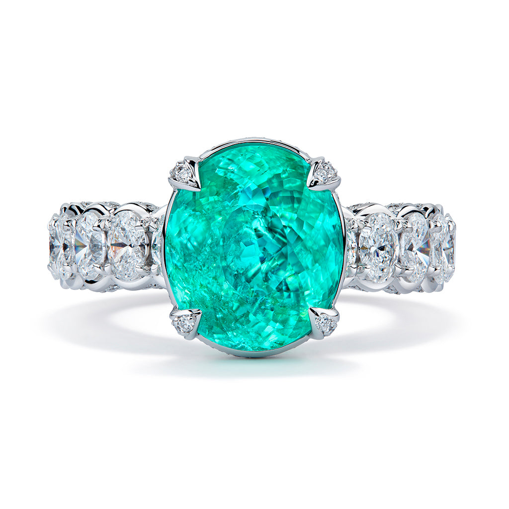 Neon Paraiba Tourmaline Ring with D Flawless Diamonds set in 18K White ...