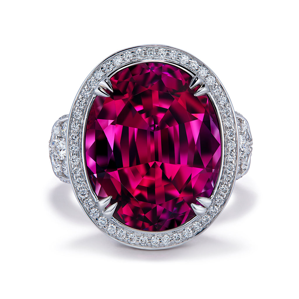 Magenta Garnet Ring with D Flawless Diamonds set in 18K White Gold ...