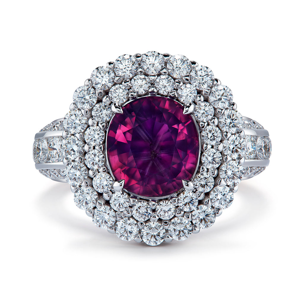 Unheated Kashmir Trapiche Ruby Ring with D Flawless Diamonds set in 18 ...