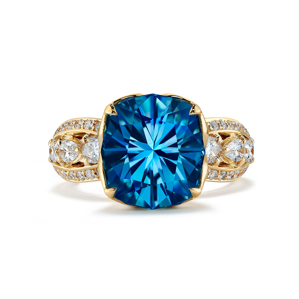Brazilian Santa Maria Aquamarine Ring with D Flawless Diamonds set in ...