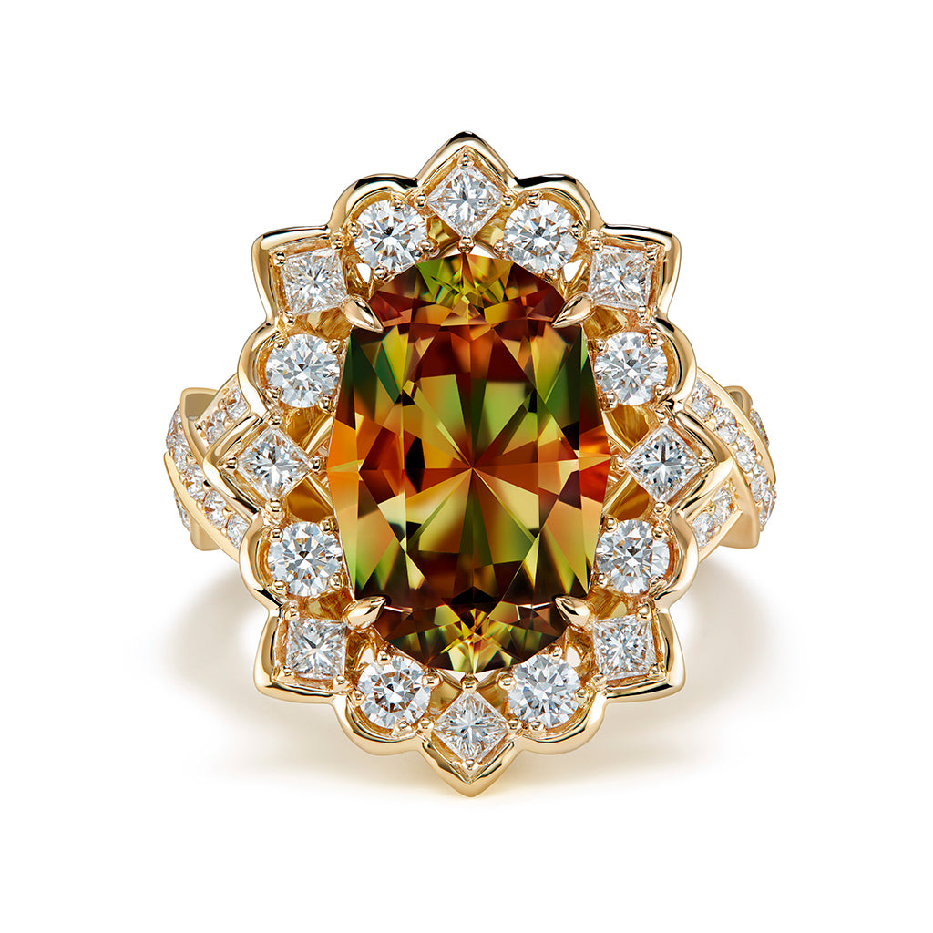 Zultanite Ring with D Flawless Diamonds set in 18K Yellow Gold – Kat ...