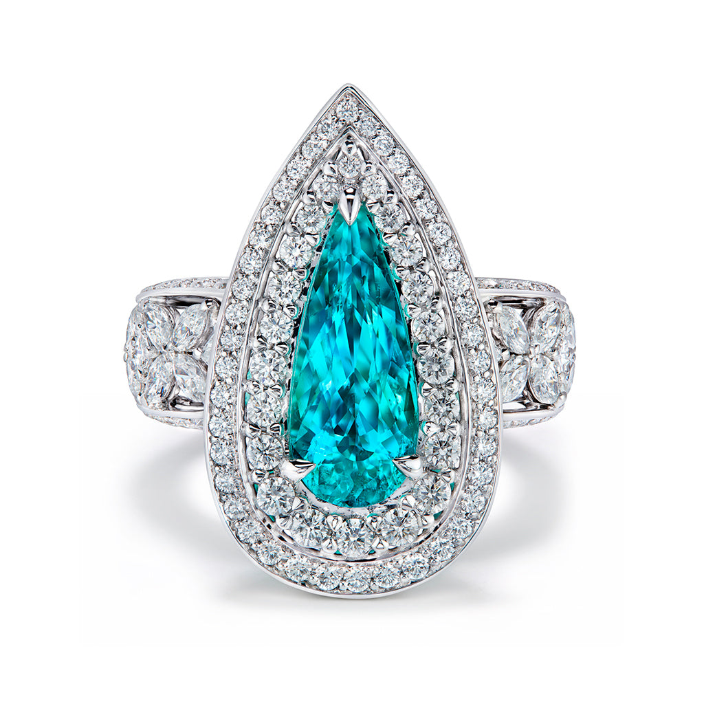 Brazilian Paraiba Tourmaline Ring with D Flawless Diamonds set in 18K ...