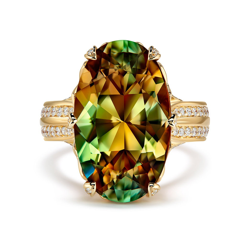 Zultanite Ring with D Flawless Diamonds set in 18K Yellow Gold – Kat ...