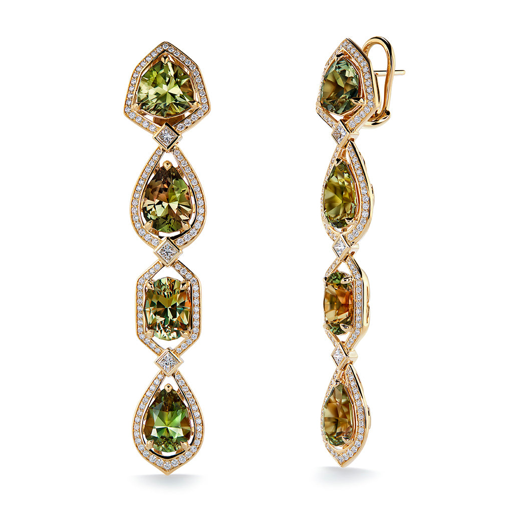 Zultanite Earrings with D Flawless Diamonds set in 18K Yellow Gold ...