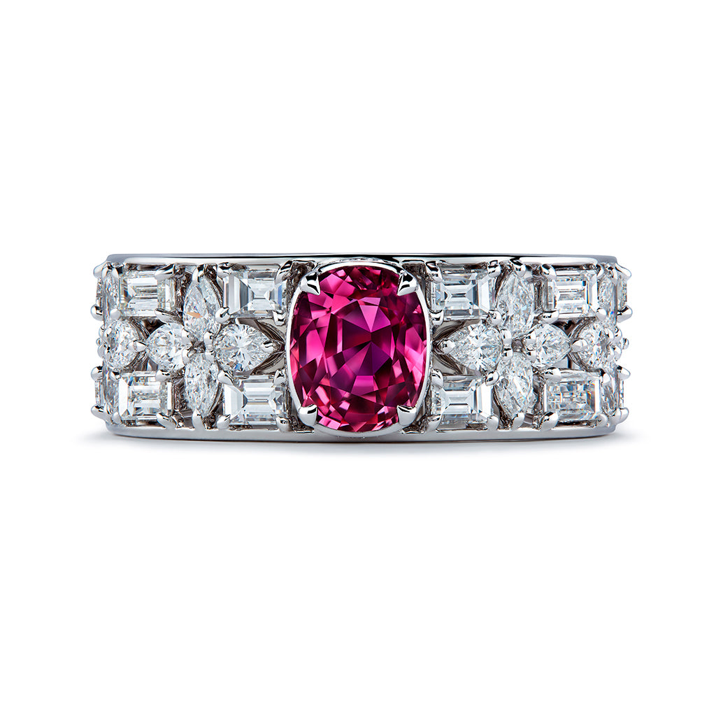 Unheated Thai Ruby Ring with D Flawless Diamonds set in 18K White Gold ...