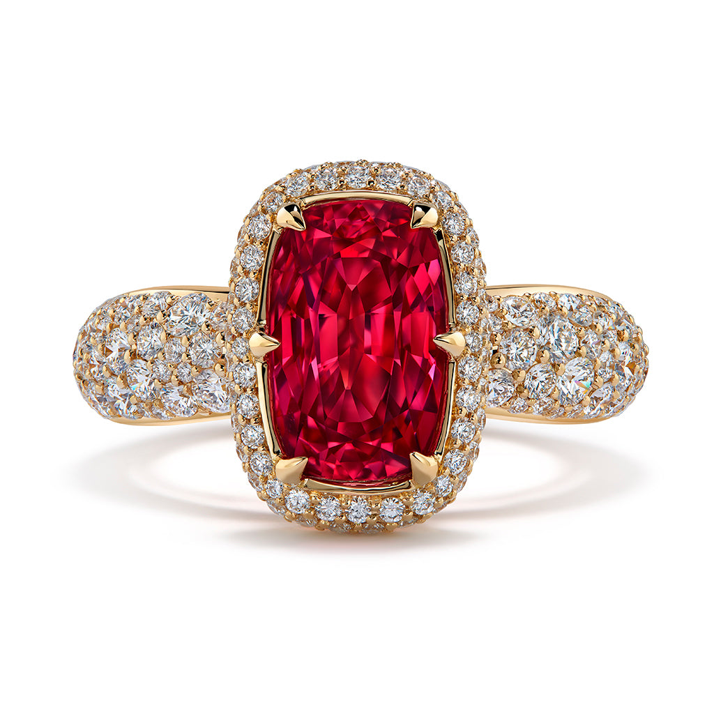 Neon Vibrant Jedi Spinel Ring with D Flawless Diamonds set in 18K Yell ...