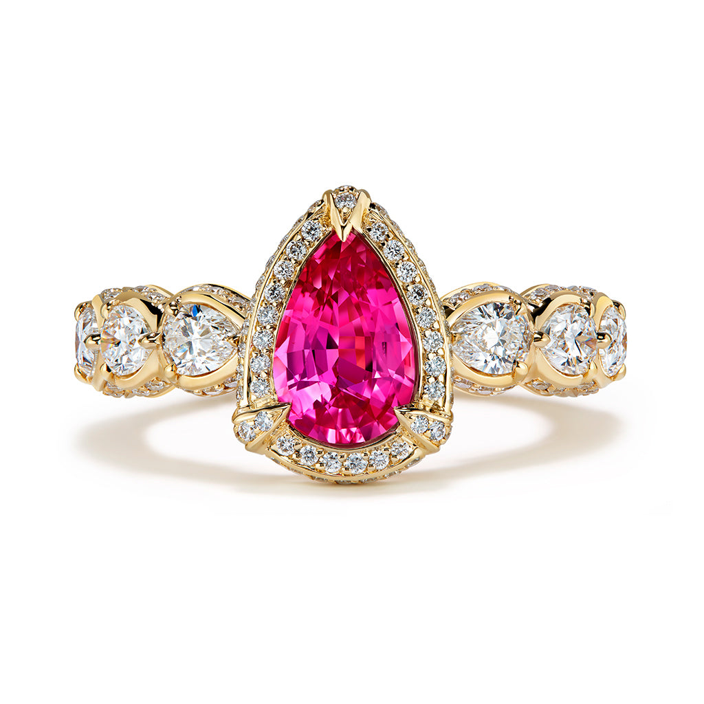 Unheated Neon Padparadscha Sapphire Ring with D Flawless Diamonds set ...