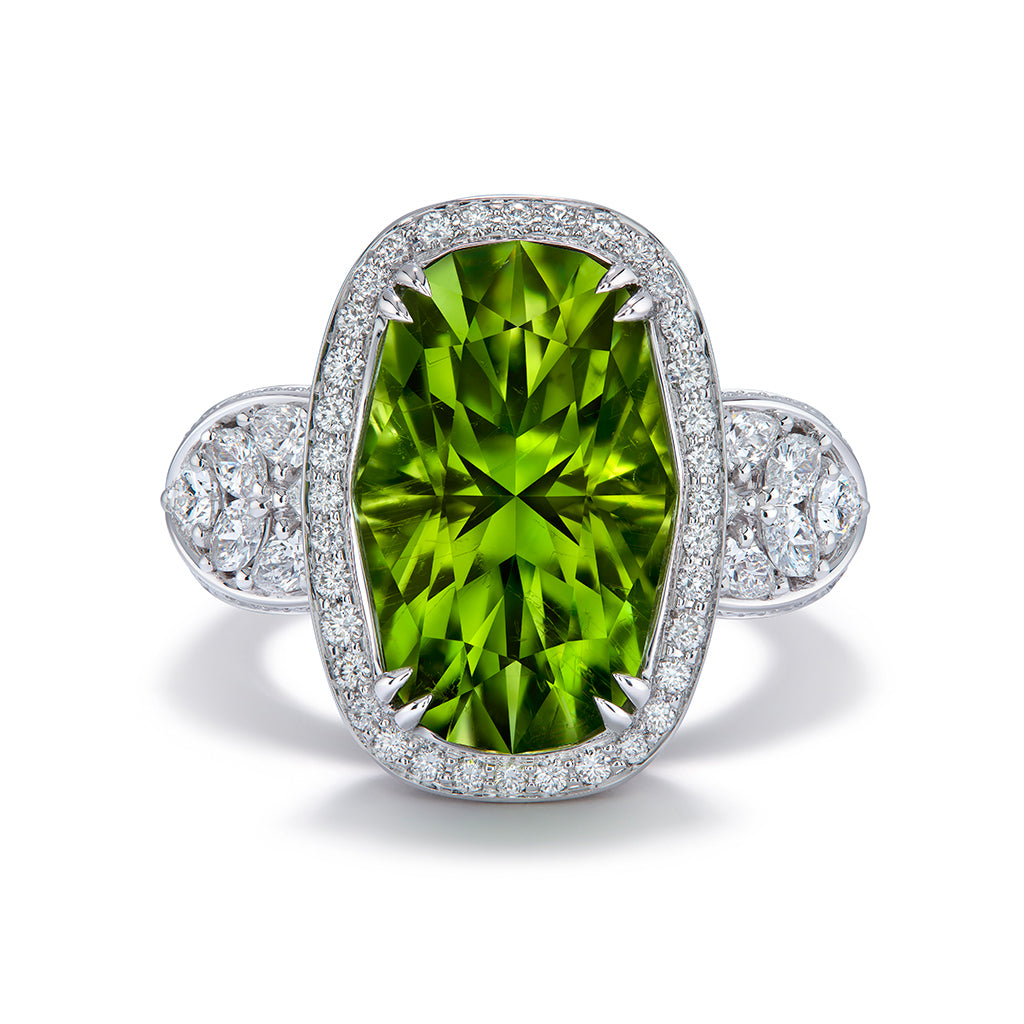 Unheated Paraiba Tourmaline Ring with D Flawless Diamonds set in 18K W ...