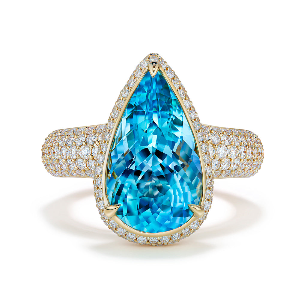 Santa Maria Aquamarine Ring with D Flawless Diamonds set in 18K Yellow ...