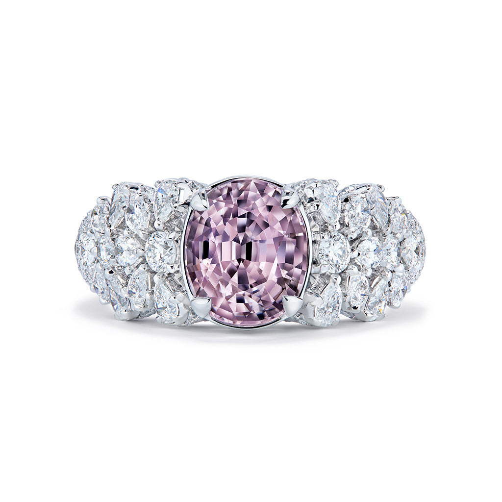 Pink Taaffeite Ring with D Flawless Diamonds set in 18K White Gold ...