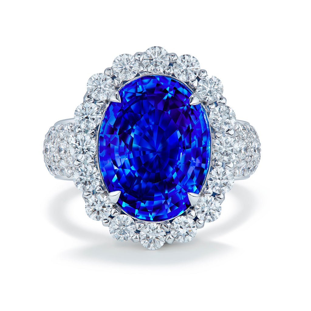 Unheated Kashmir Type Vivid Cornflower Blue Sapphire Ring with D Flawl ...