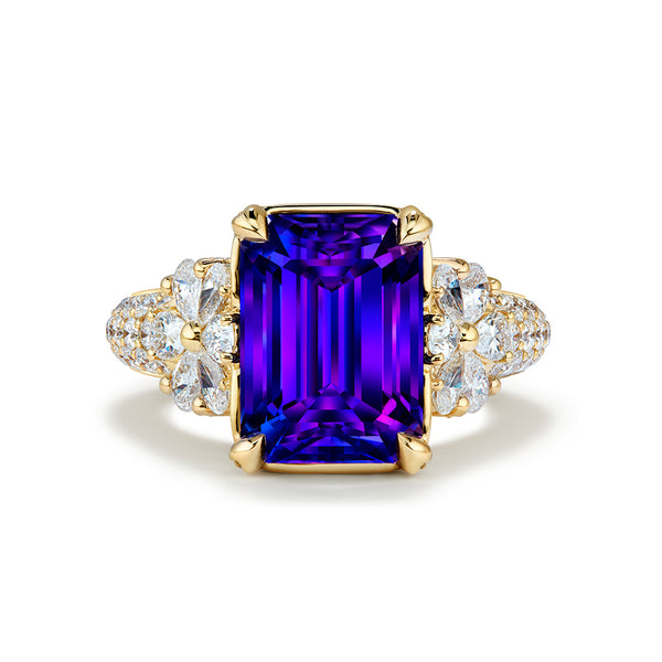 Tanzanite Ring with D Flawless Diamonds set in 18K Yellow Gold – Kat ...