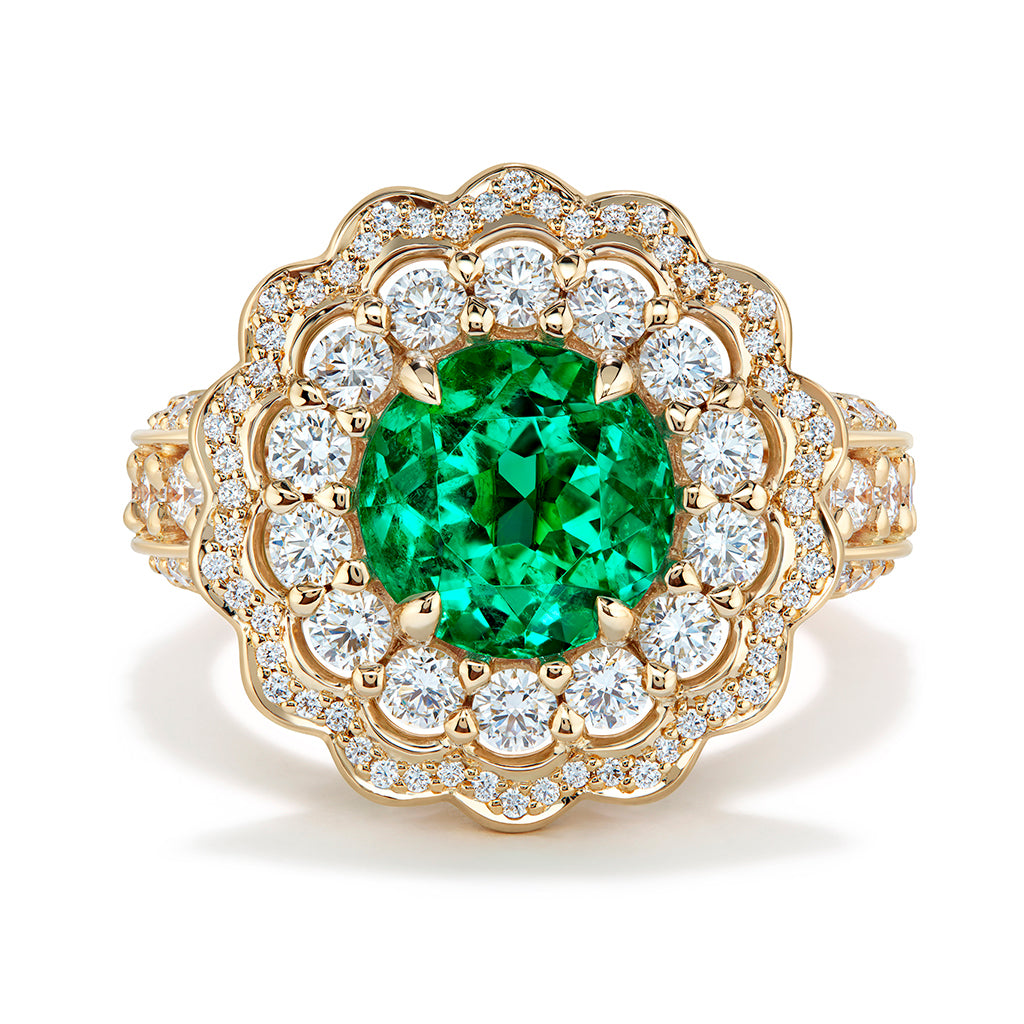 Himalayan Sphene Ring with D Flawless Diamonds set in 18K Yellow Gold ...