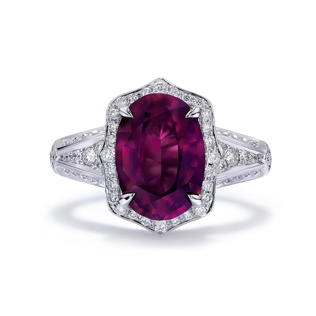 Unheated Kashmir Ruby with D Flawless Diamonds 18K Gold Ring – Kat Florence