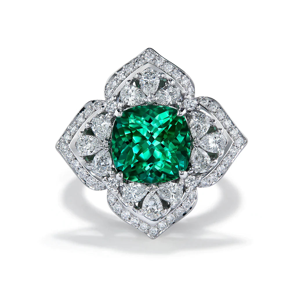 Brazilian Paraiba Tourmaline Ring with D Flawless Diamonds set in 18K ...