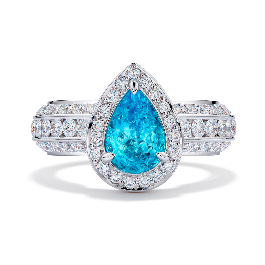 Brazillian Paraiba Tourmaline Ring with D Flawless Diamonds set in 18K ...